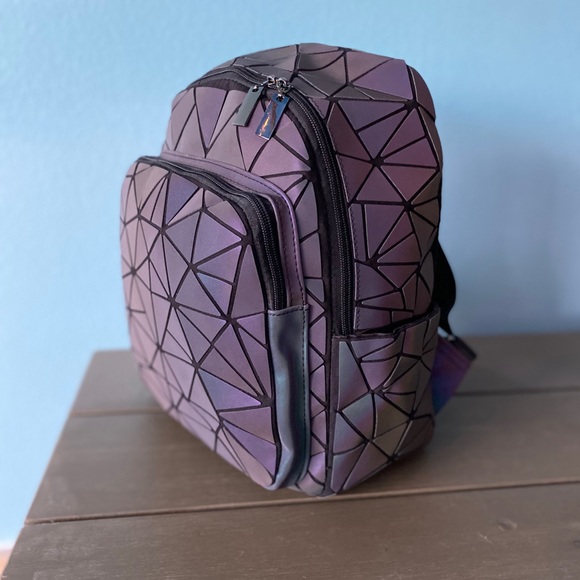 Bags | Luminous Reflective Multicolor Geometric Backpack | Poshmark